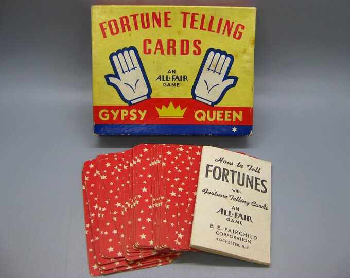 Vintage 30s Fortune Telling Cards All Fair Gypsy Queen Card Deck With ...