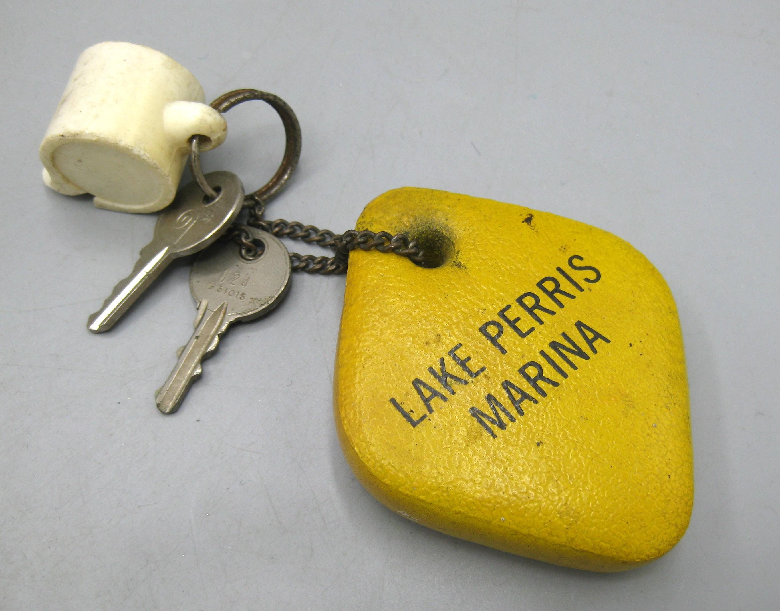 Vintage Lake Perris Marina Reservoir Boat Boating Floating Foam Key ...