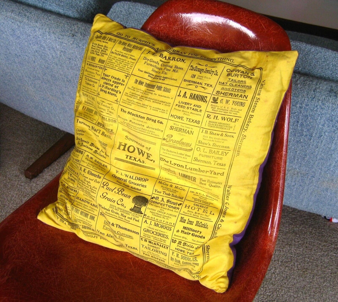 Antique Howe Texas Advertising Textile Fabric Souvenir Vintage Square ...