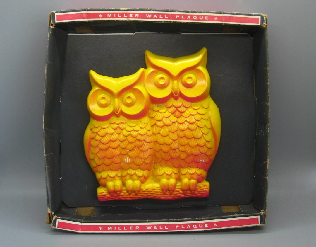 Vintage 70s Miller Studios Owls Chalkware Wall Hanging Plaque ...