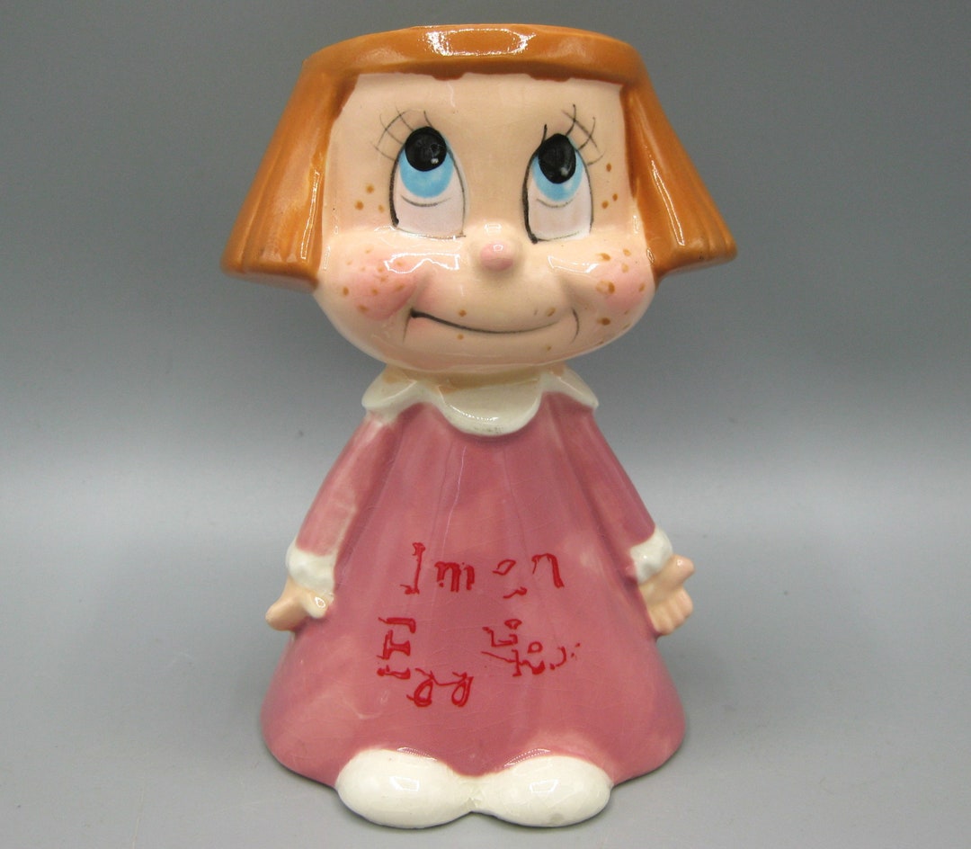 Vintage 60s Kreiss Ceramic I'n an Egghead Novelty Egg Cup Girl - Etsy