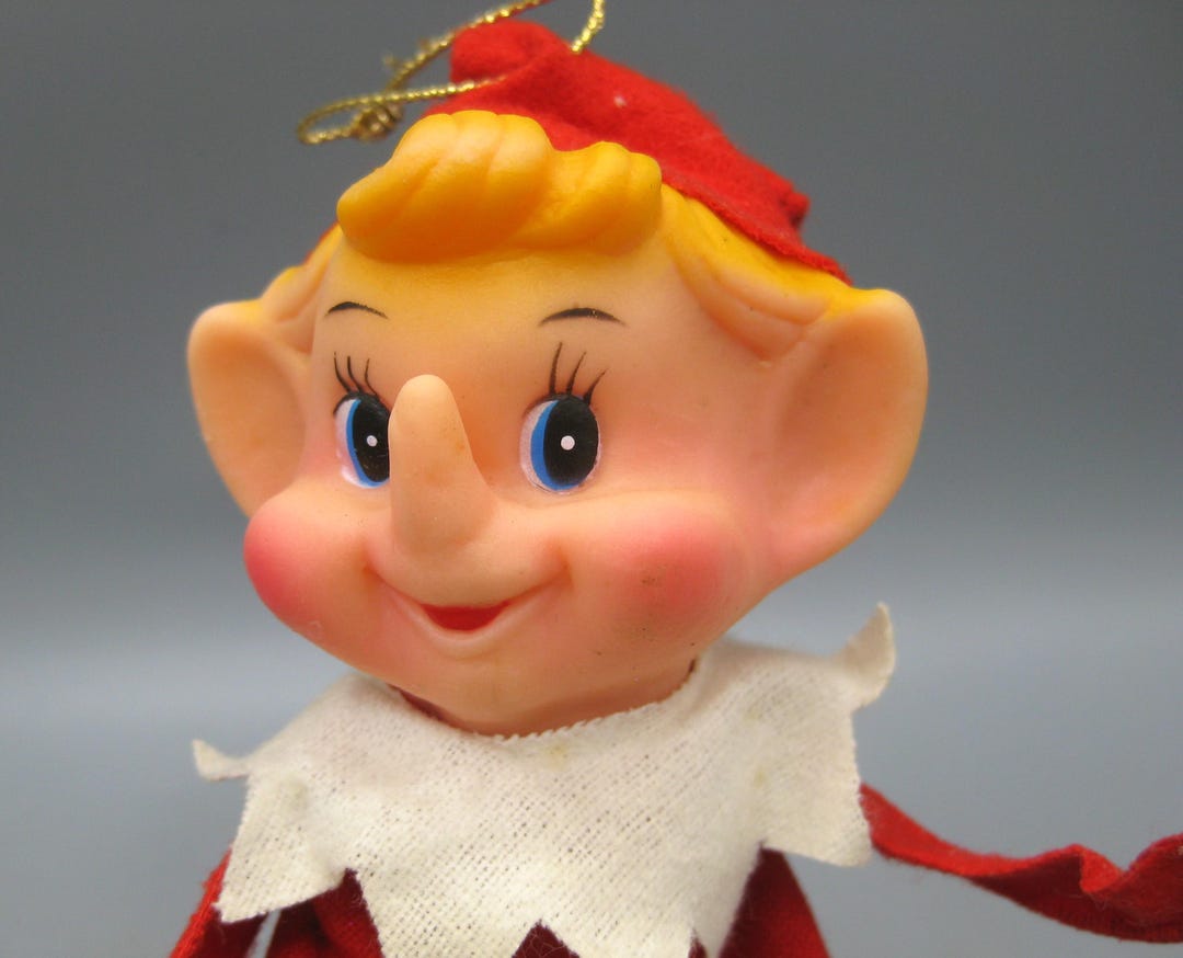 Vintage Poseable Felt Plastic Christmas Elf Pixie Doll Decoration ...