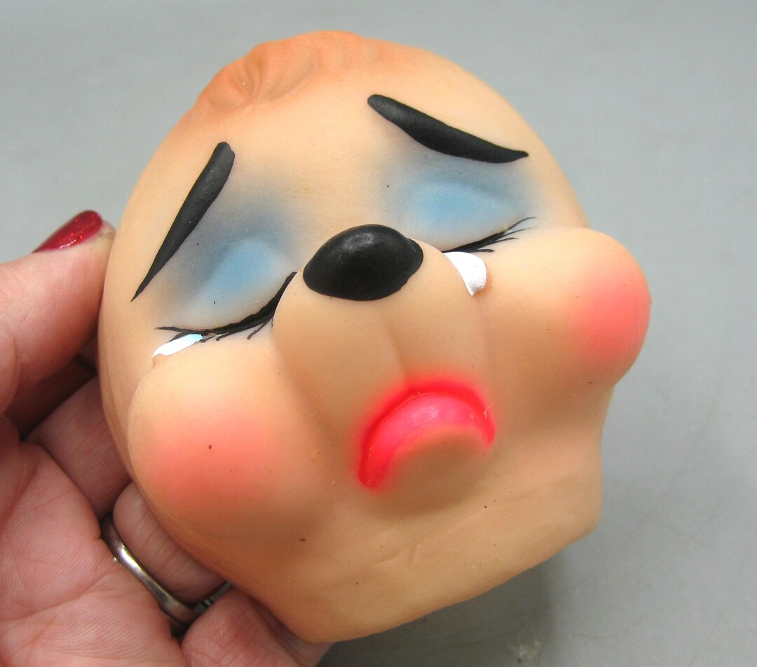 Vintage Rubber Plastic Sad Crying Animal Doll Face for Doll Plush Toy ...