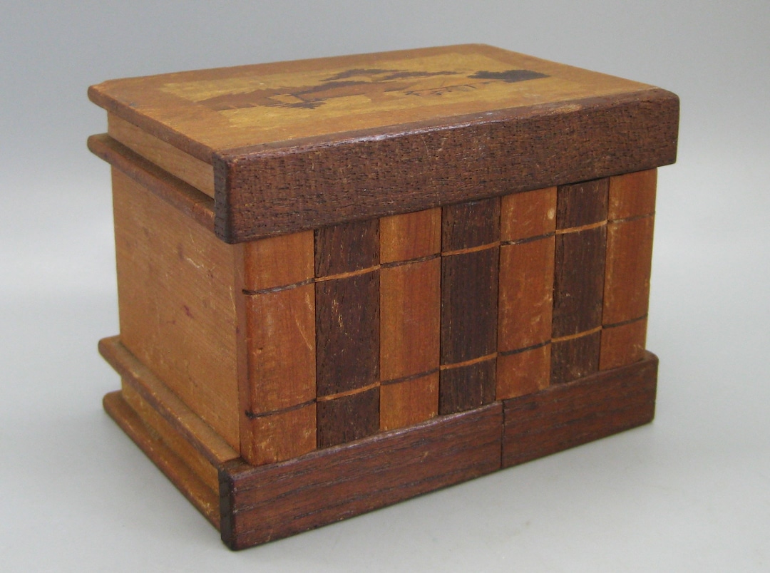 Vintage 60s Japanese Himitsu Bako Puzzle Trick Box Secret Compartment ...