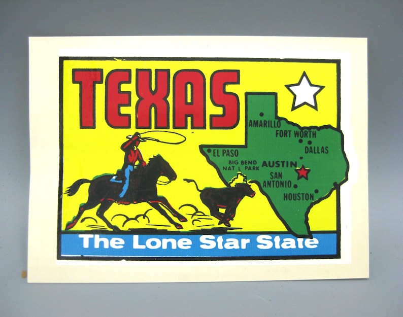 Texas Water Decal the Lone Star State Souvenir Travel Luggage Vintage ...