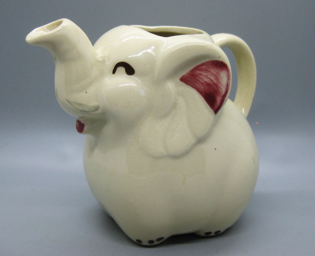 Vintage Shawnee Ceramic Elephant Small Novelty Kitchen Pitcher Creamer ...