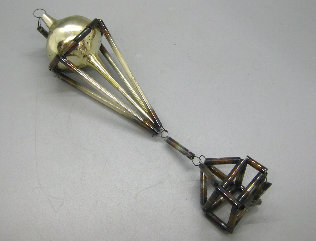 West German Hand Blown Silver Mercury Glass Tube Hot Air Balloon ...