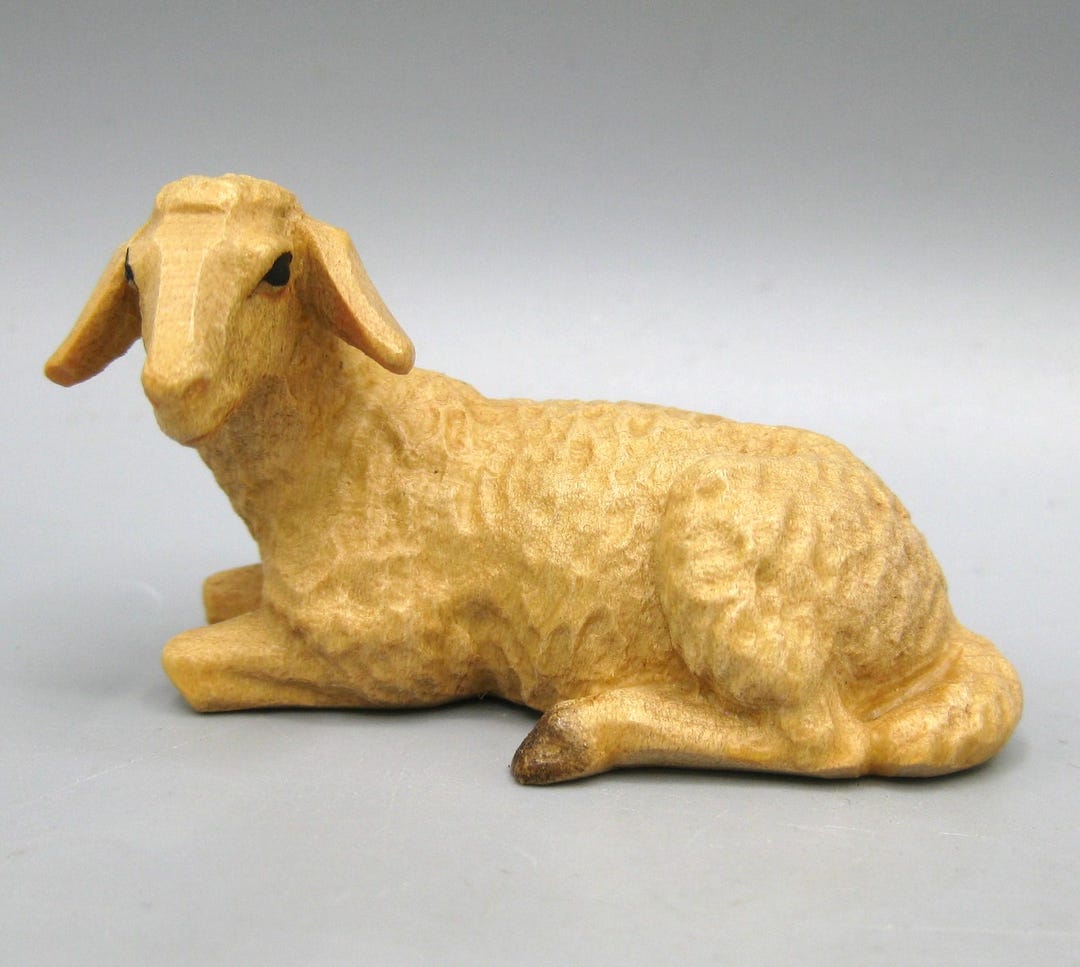 Vintage Anri Hand Carved Italian Wood Nativity Animal Lamb Sheep ...