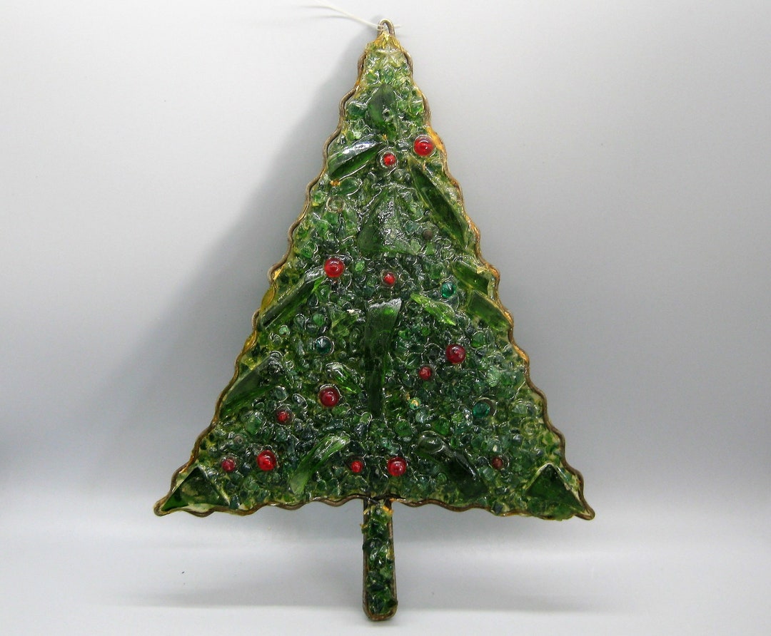 Vintage Large Green Resin Chunk Christmas Tree Ornament Hanging Sun ...