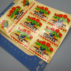 Vintage 40s Art Deco Meyercord Flour Sugar Kitchen Canister Water Decal ...