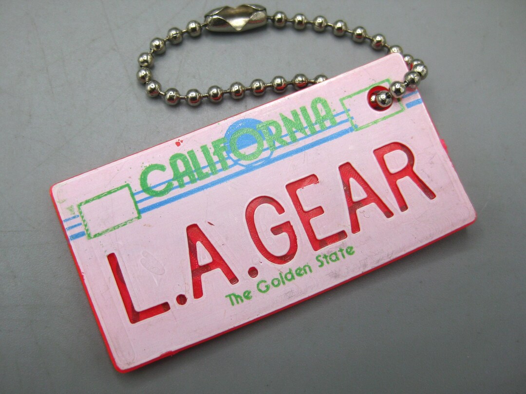 Vintage 80s LA GEAR California License Plate Novelty Plastic Key Chain ...