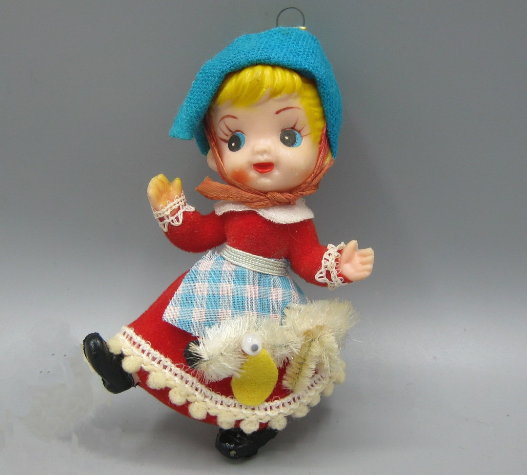 Vintage 60s Flocked Plastic Little Bo Peep Christmas Tree Ornament ...