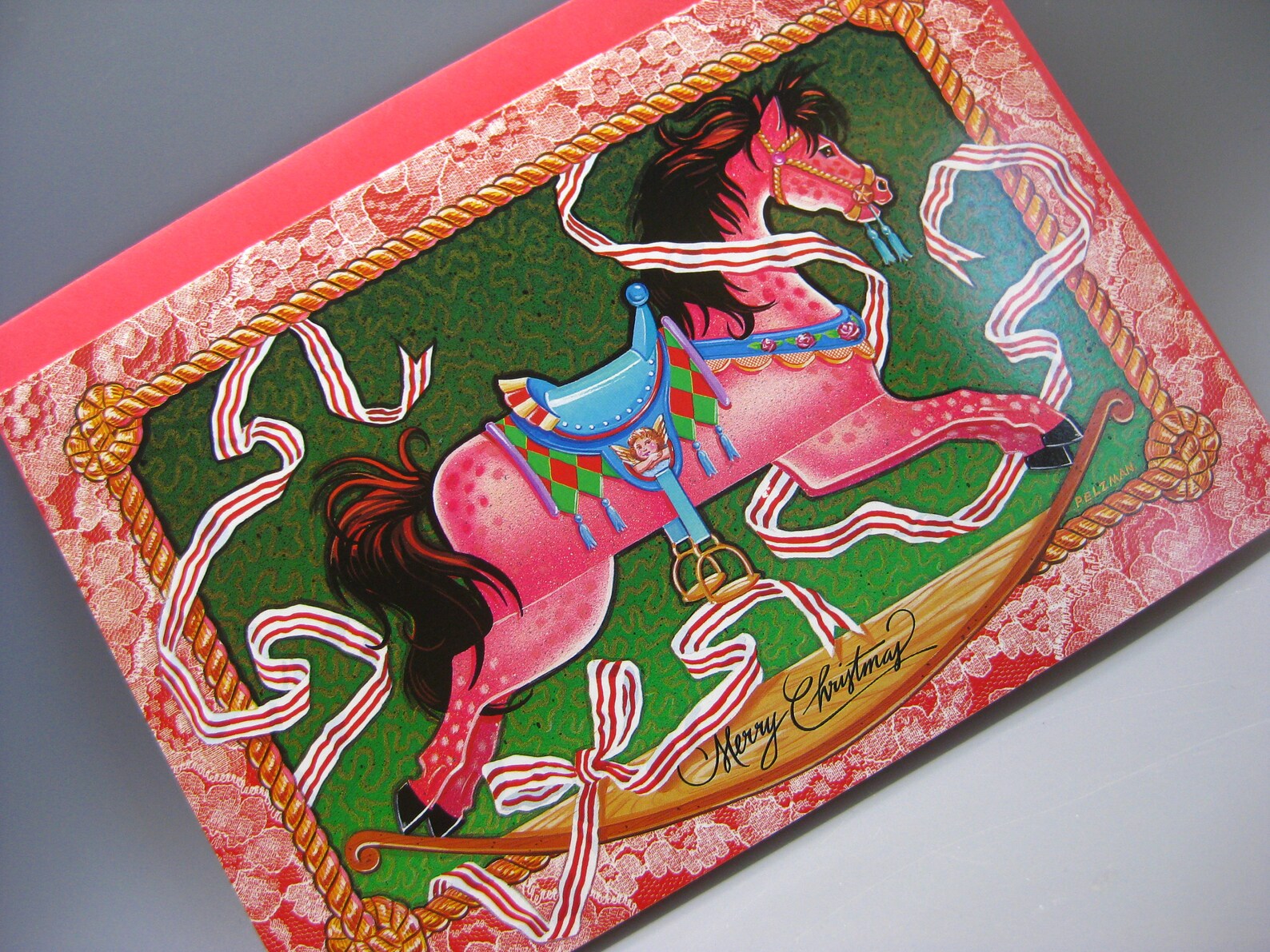 Vintage 80s 1988 Pelzman Design Paper Moon Graphics Rocking Horse ...