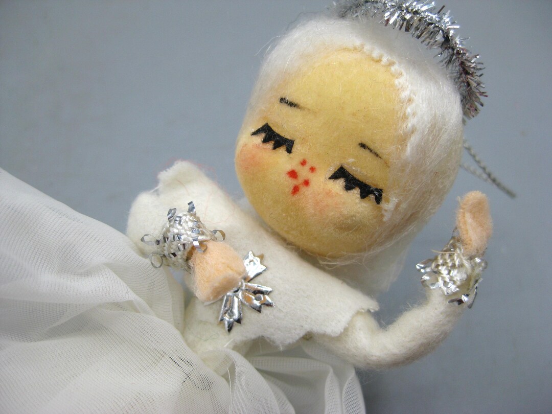 Vintage 60s Forsum Styrofoam White Hair Silver Angel Ballerina ...