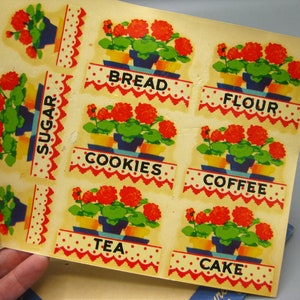 Vintage 40s Art Deco Meyercord Flour Sugar Kitchen Canister Water Decal ...