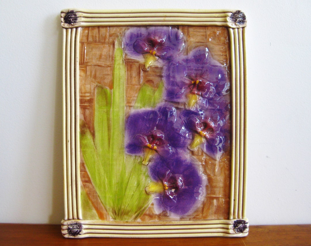 Vintage Kani of Hawaii Tropical Orchids Hawaiian Tile Ceramic Wall ...