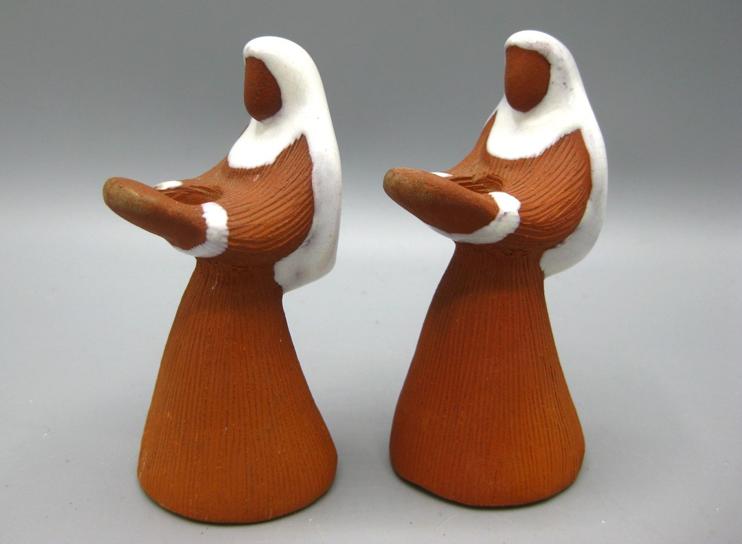 2 Vintage OSA Danish Pottery Nun Figural Candle Holders Denmark - Etsy