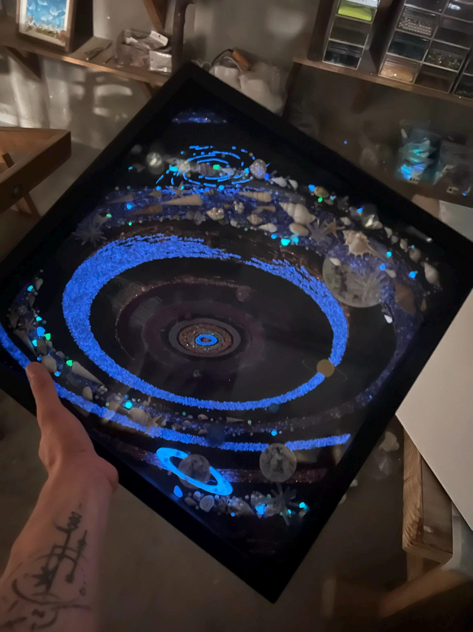 Glow in the Dark Galaxy Art DIY Kit or Finished, Crystal Solar System ...