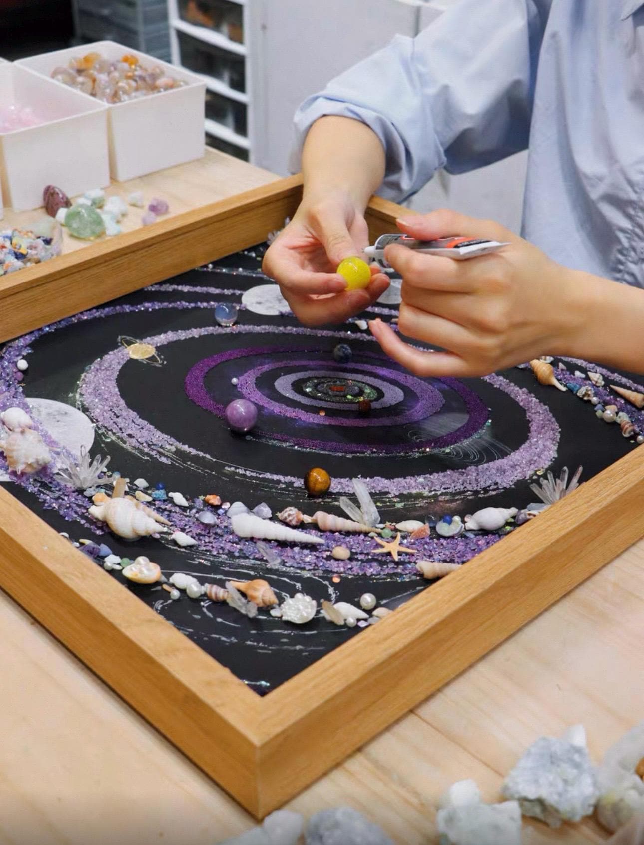 Glow in the Dark Galaxy Art DIY Kit or Finished, Crystal Solar System ...