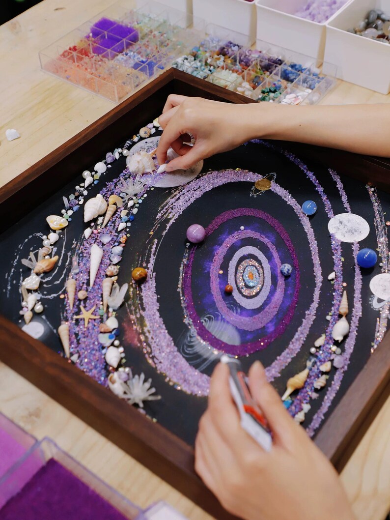 Glow in the Dark Galaxy Art DIY Kit or Finished, Crystal Solar System ...