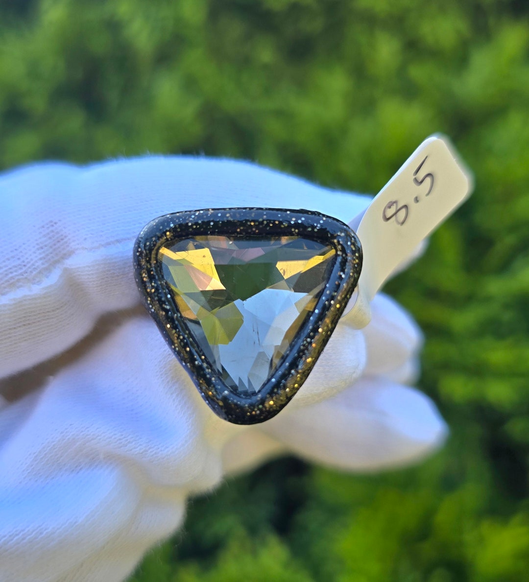 Shadow Prism Statement Triangle Ring. Size 8.5 Eye-catching Polymer ...