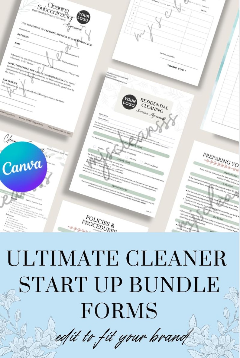 Cleaner BUNDLE, Client Forms Bundle | Residential & Subcontractor ...