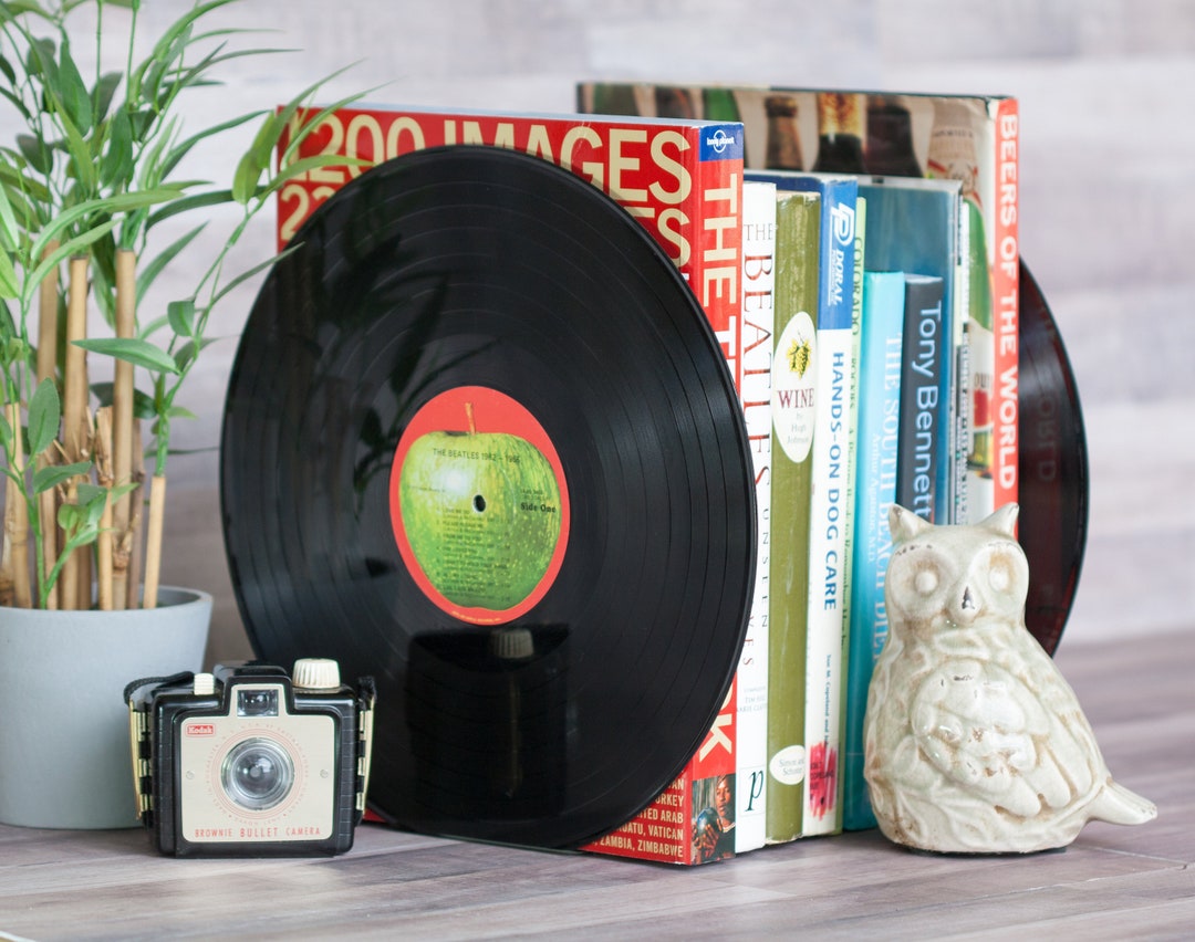 Heavy Duty BOOKEND Record Album Vintage Vinyl Upcycled Home Decor Book ...