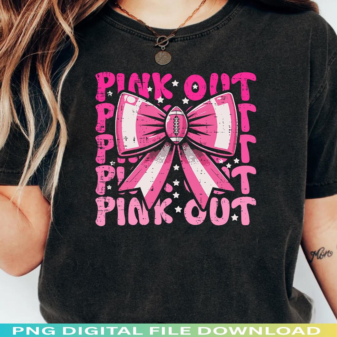 Pink Out PNG, Football Bow Breast Cancer Awareness Design, Pink Ribbon ...