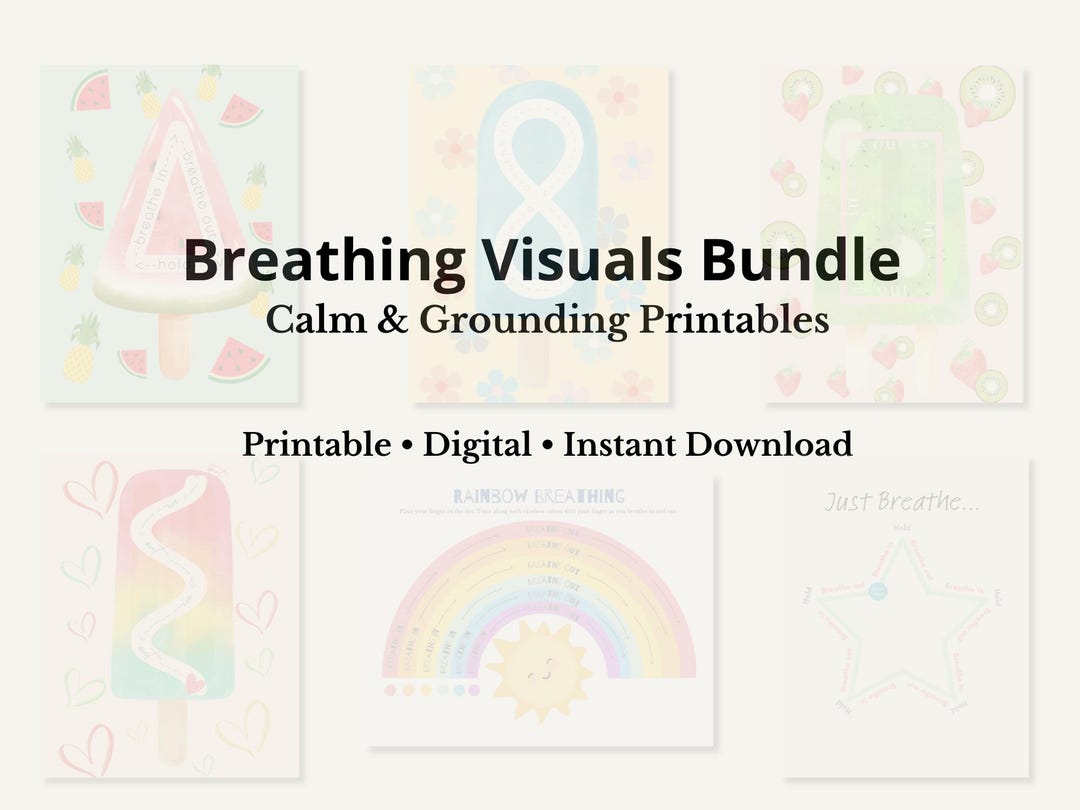 Breathing Visuals Bundle Printable | Calm Breathing Posters for Kids ...