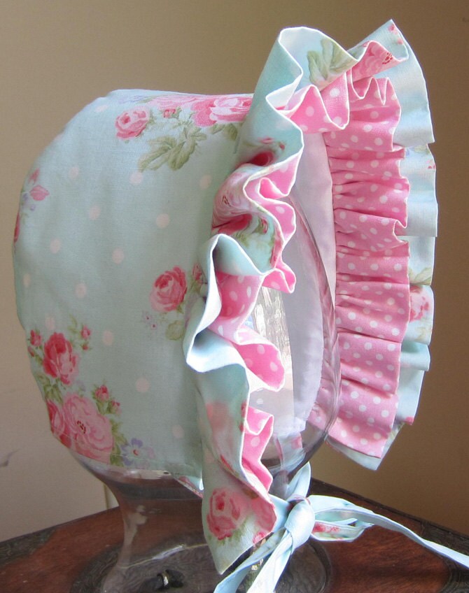 Baby Bonnet-Baby Hat Pink Rose Clusters | Etsy