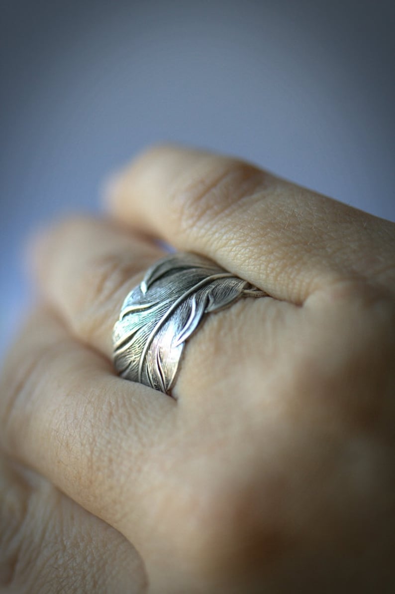 Silver Feather Ring UNISEX. Size 4 to 14. Feather Jewelry, Mens Ring ...