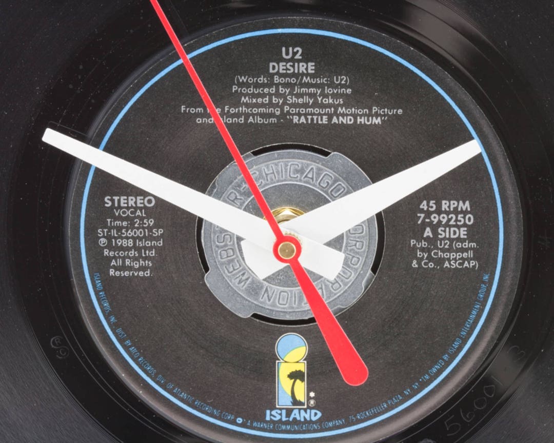 U2 Record Clock, Wall Clock or Desk Clock, Unique Wall Clock, Bono Fan ...