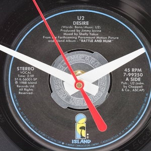 U2 Record Clock, Wall Clock or Desk Clock, Unique Wall Clock, Bono Fan ...