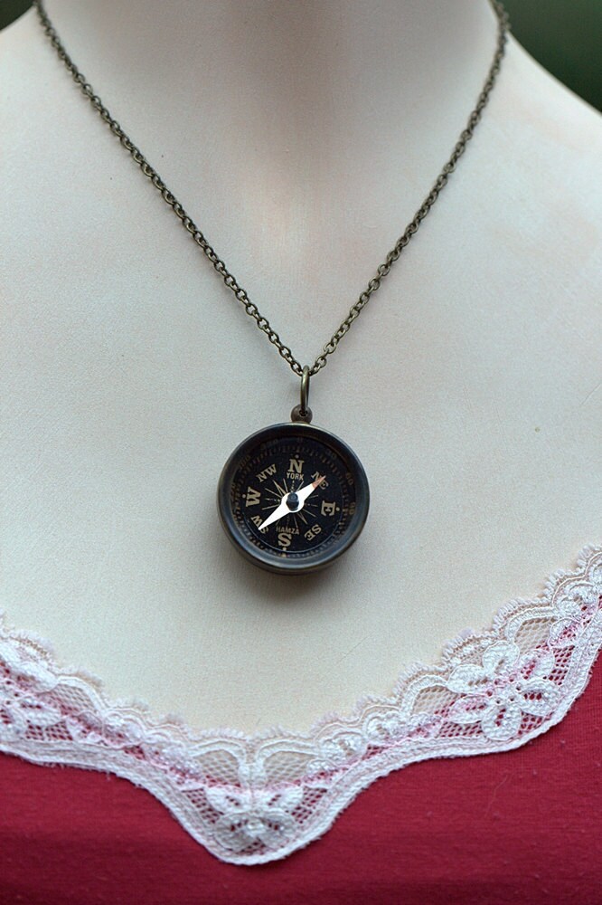 Compass Necklace Works, Plus- Verdigris Bird & a Pearl Charm, Adventure ...