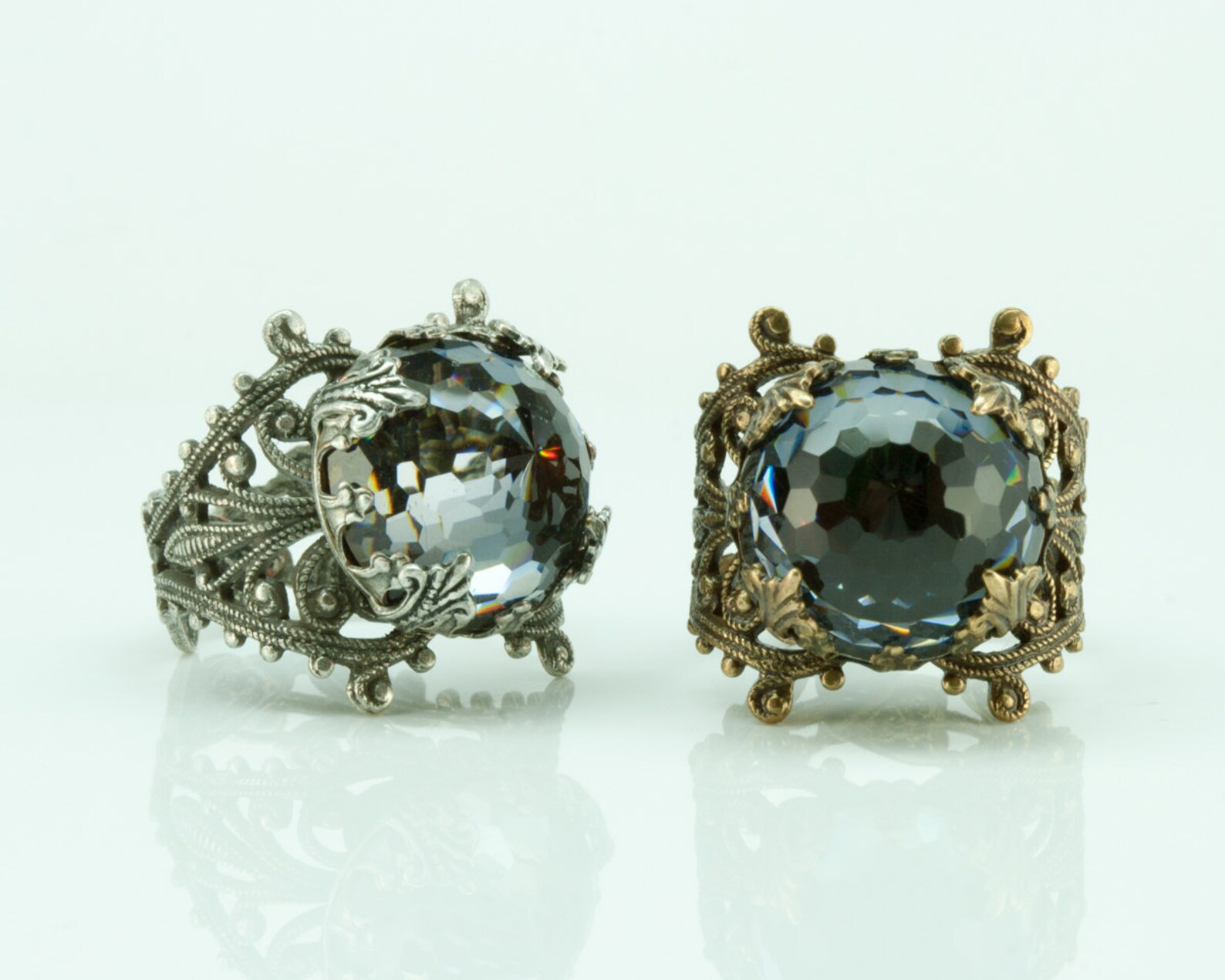 RING Adjustable Vintage Swarovski Faceted Light Blue Jewel - Etsy