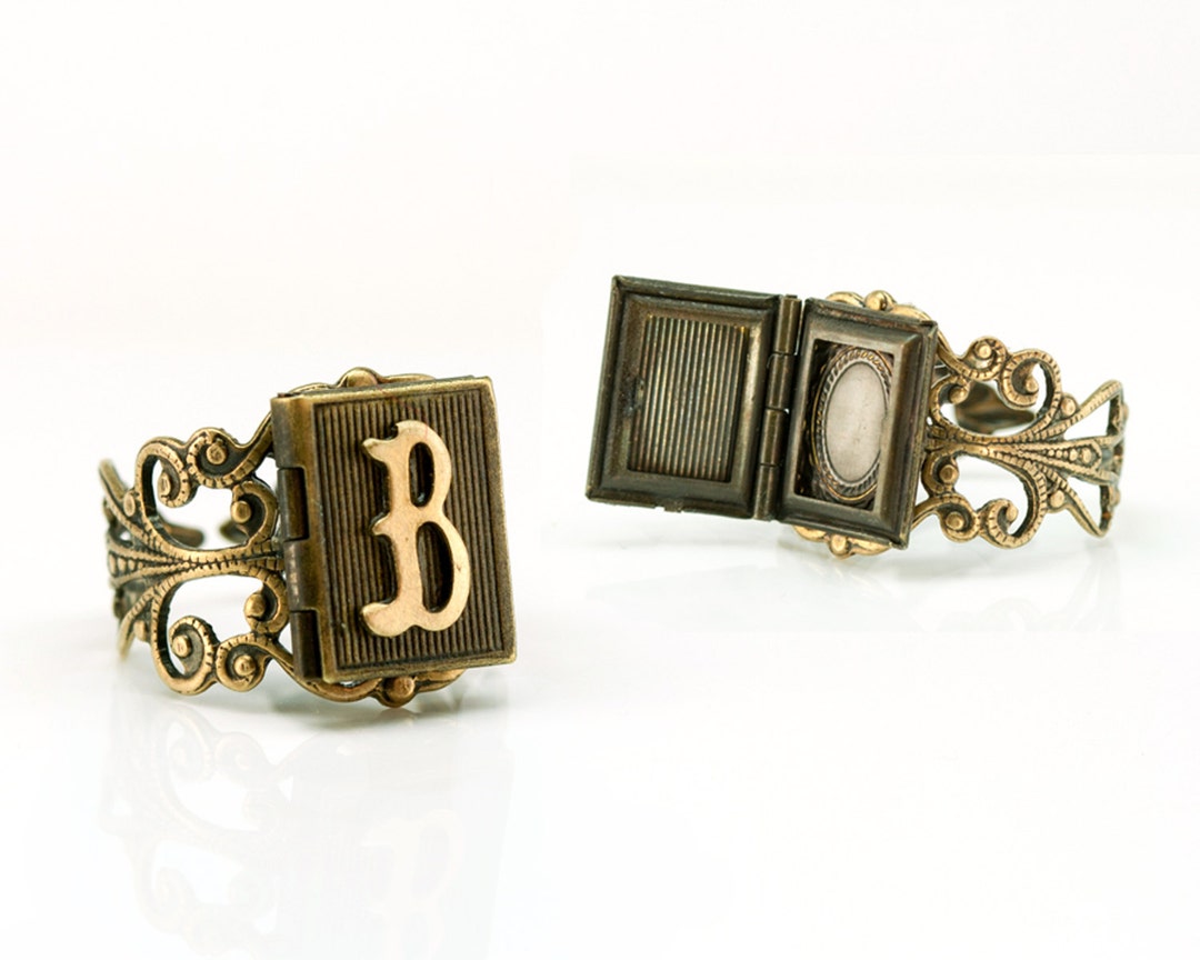 RING Book LOCKET A- Z Custom Initial. Writer Graduate Graduation ...