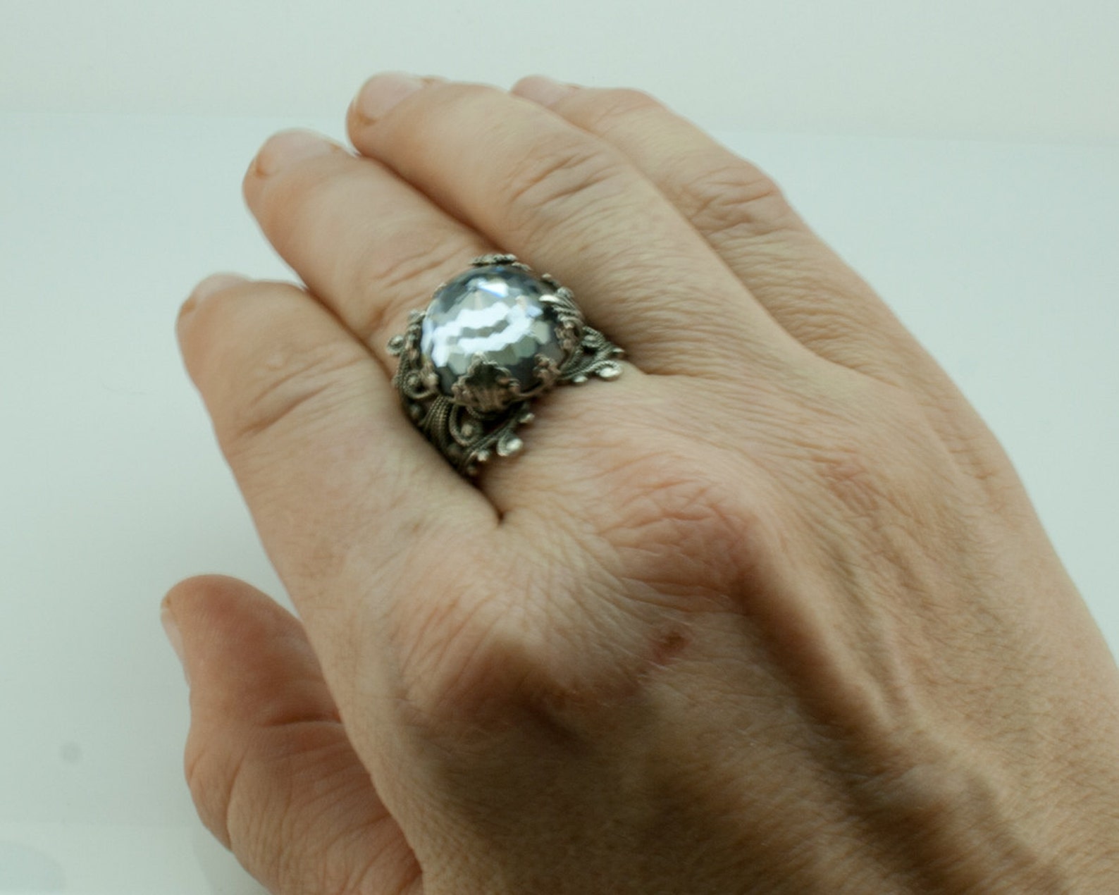 RING Adjustable Vintage Swarovski Faceted Light Blue Jewel - Etsy