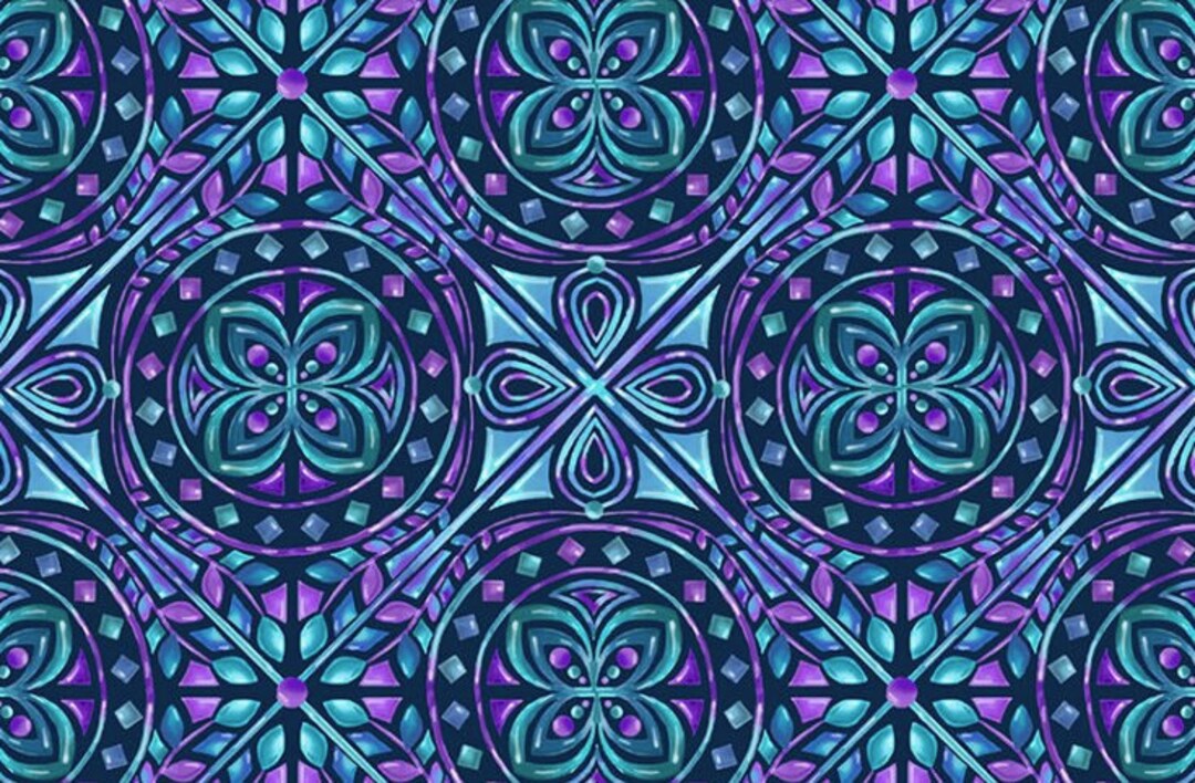 Mosiac Medallion Minky Fabric - Mosaic Digital Cuddle® Viola - Pattern ...