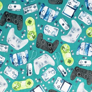 Gaming Fabric by the Yard Gamer Digital Cuddle® Teal Game - Etsy