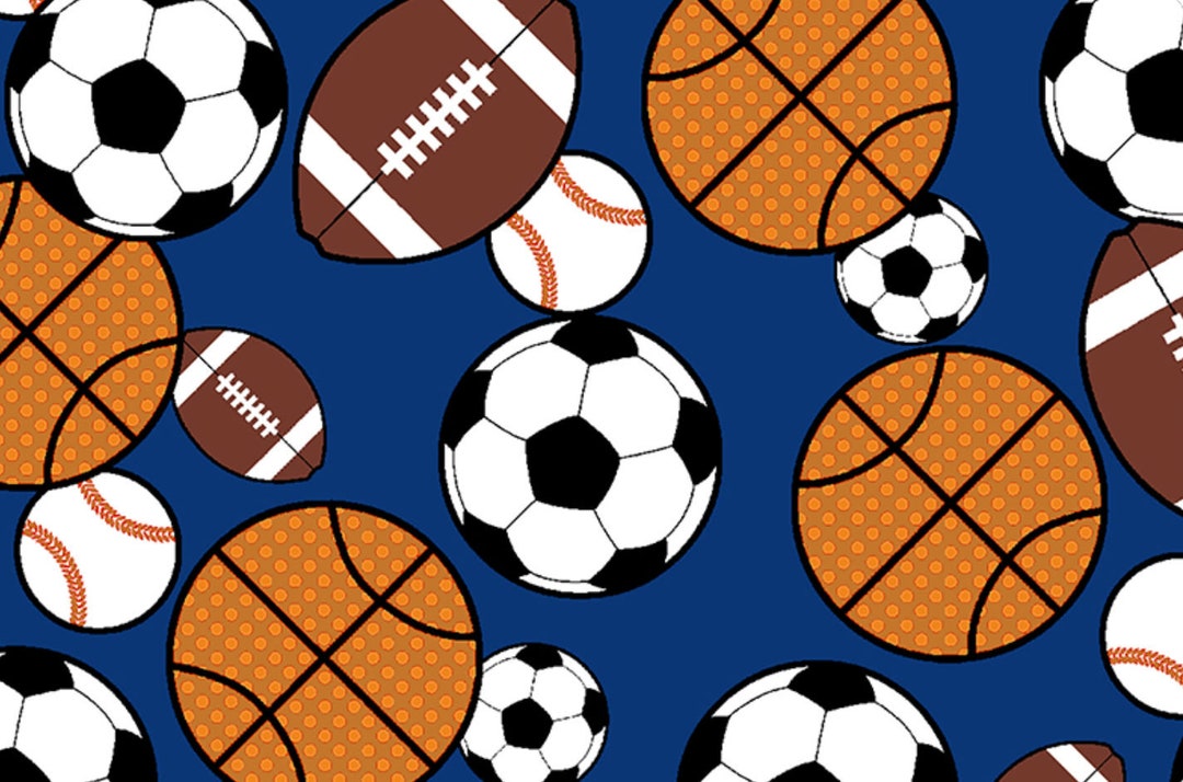 Sports Minky Fabric by the Yard All Star Baseball Football Basketball ...