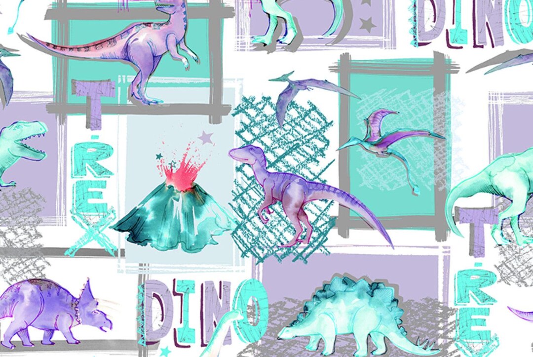 Dinosaur Jurassic Minky Fabric by the Yard -t-rex Digital Cuddle ...