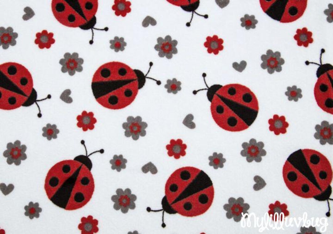 Minky Fabric by the Yard - Lady Bug Digital Cuddle® Scarlet Minky by ...