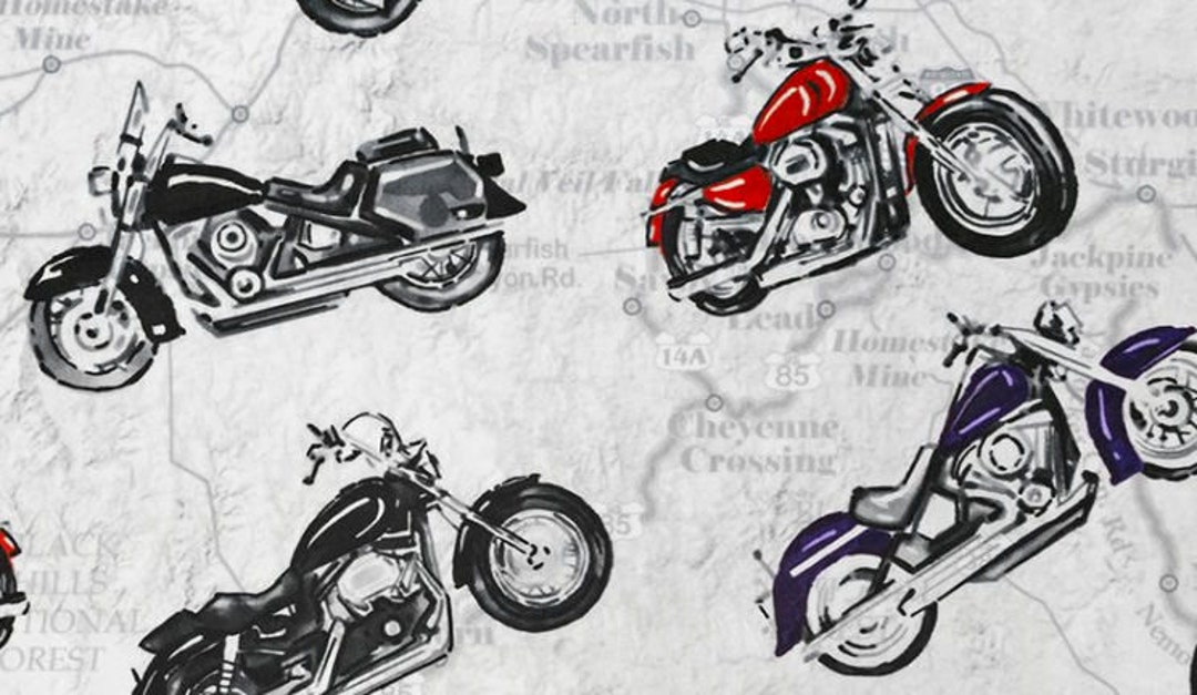 ONE YARD - Motorcycle Minky Fabric by the Yard - Easy Rider Digital ...