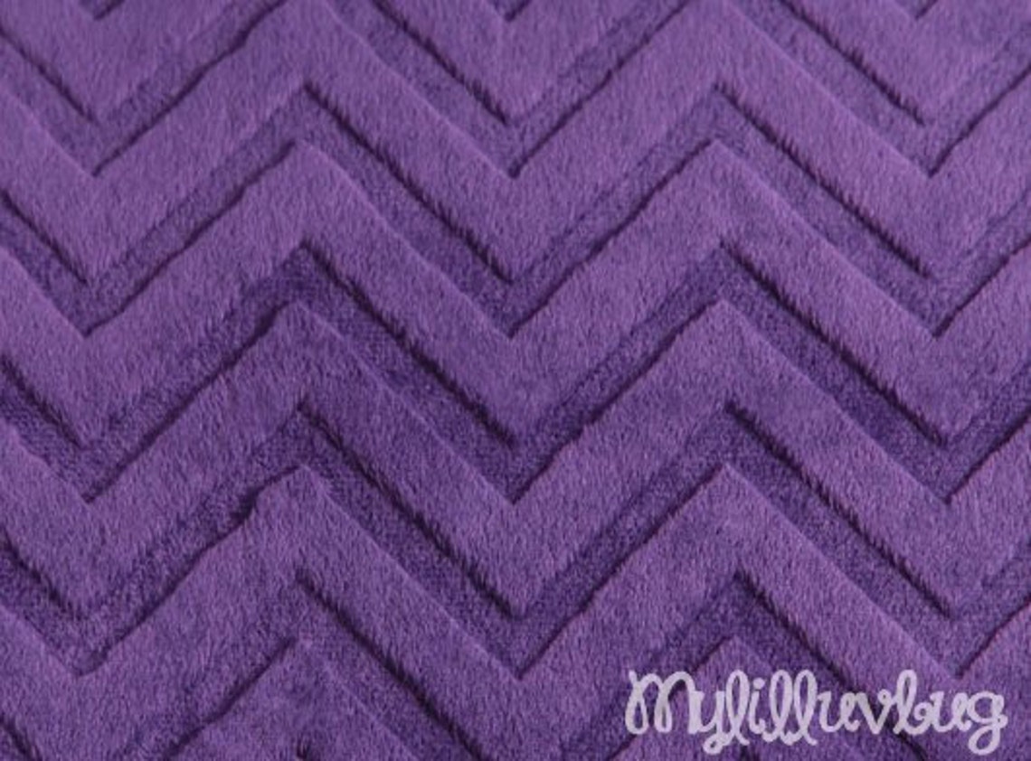 Minky Fabric by the Yard- Embossed Chevron Minky Fabric Amethyst Purple ...