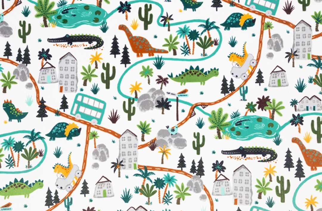 Dinosaur Jurassic Minky Fabric by the Yard - Dinoland Digital Cuddle ...