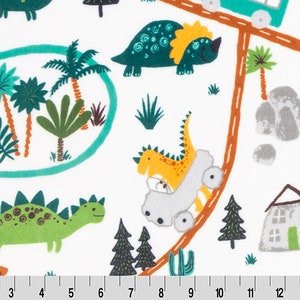 Dinosaur Jurassic Minky Fabric by the Yard - Dinoland Digital Cuddle ...