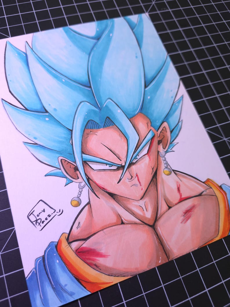Vegito Blue Fan Art Original Drawing – Dragon Ball Inspired Anime ...