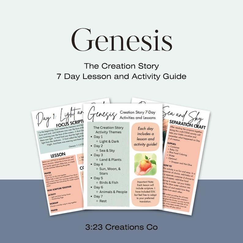 Genesis Creation Activities for Kids | Bible Printables PDF | Christian ...