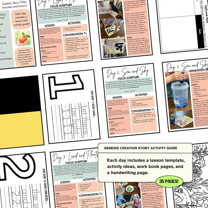 Genesis Creation Activities for Kids | Bible Printables PDF | Christian ...