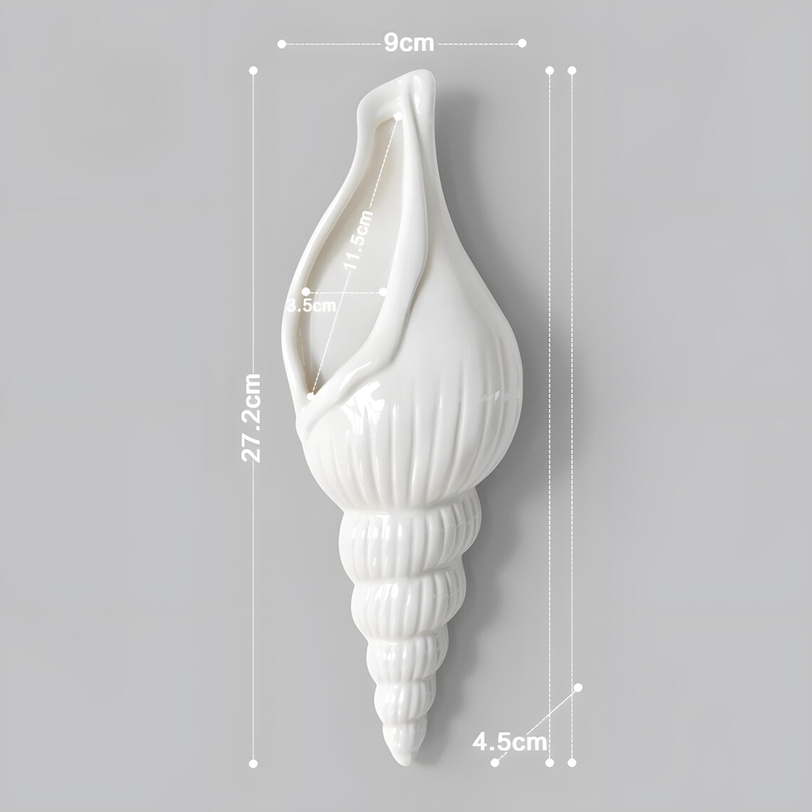 White Ceramic Shell Wall Vase | Modern Conch Flower Wall Hanging ...